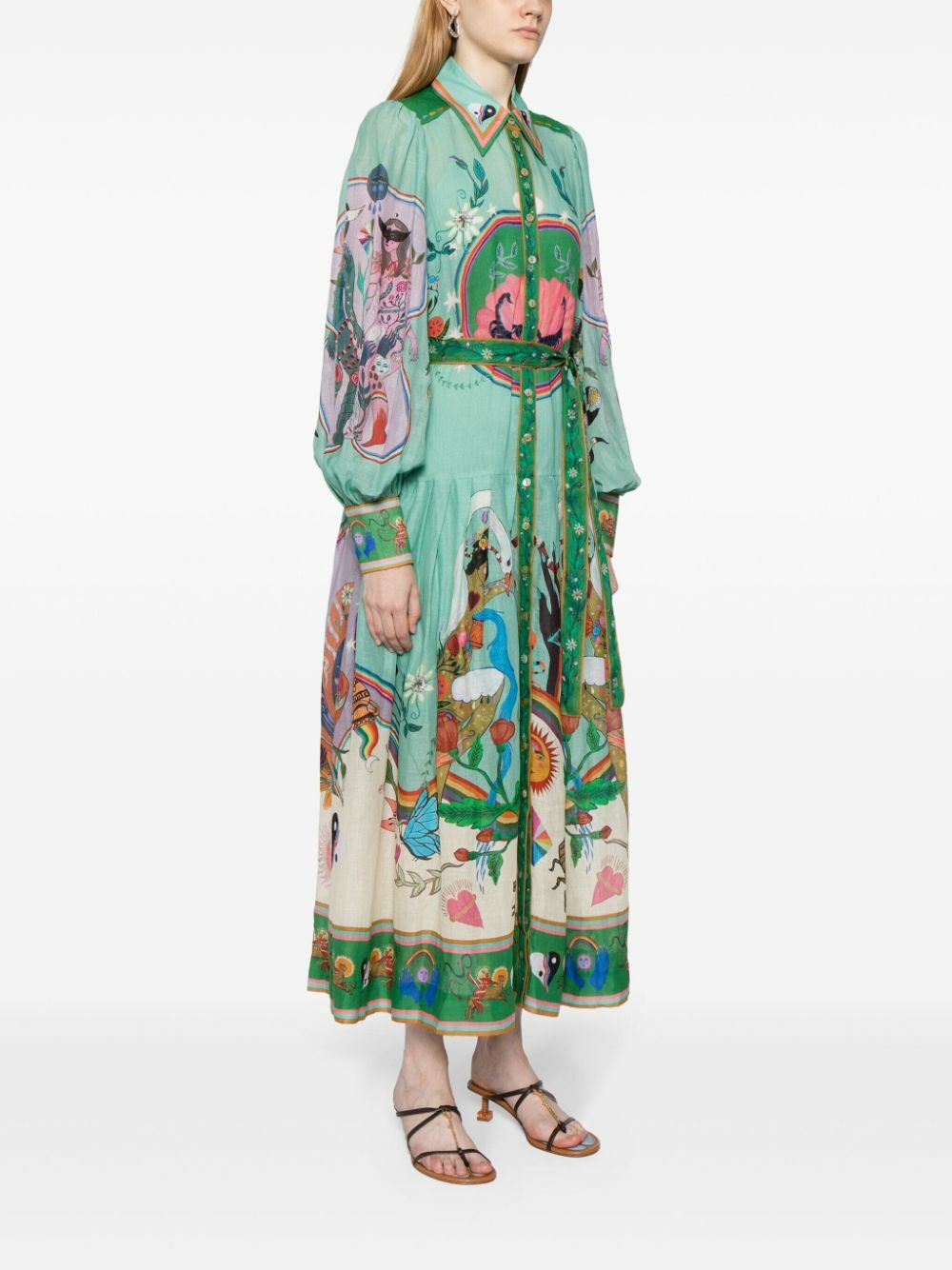 ALEMAIS Multicolour Evergreen Artwork-Print Dress ALÉMAIS