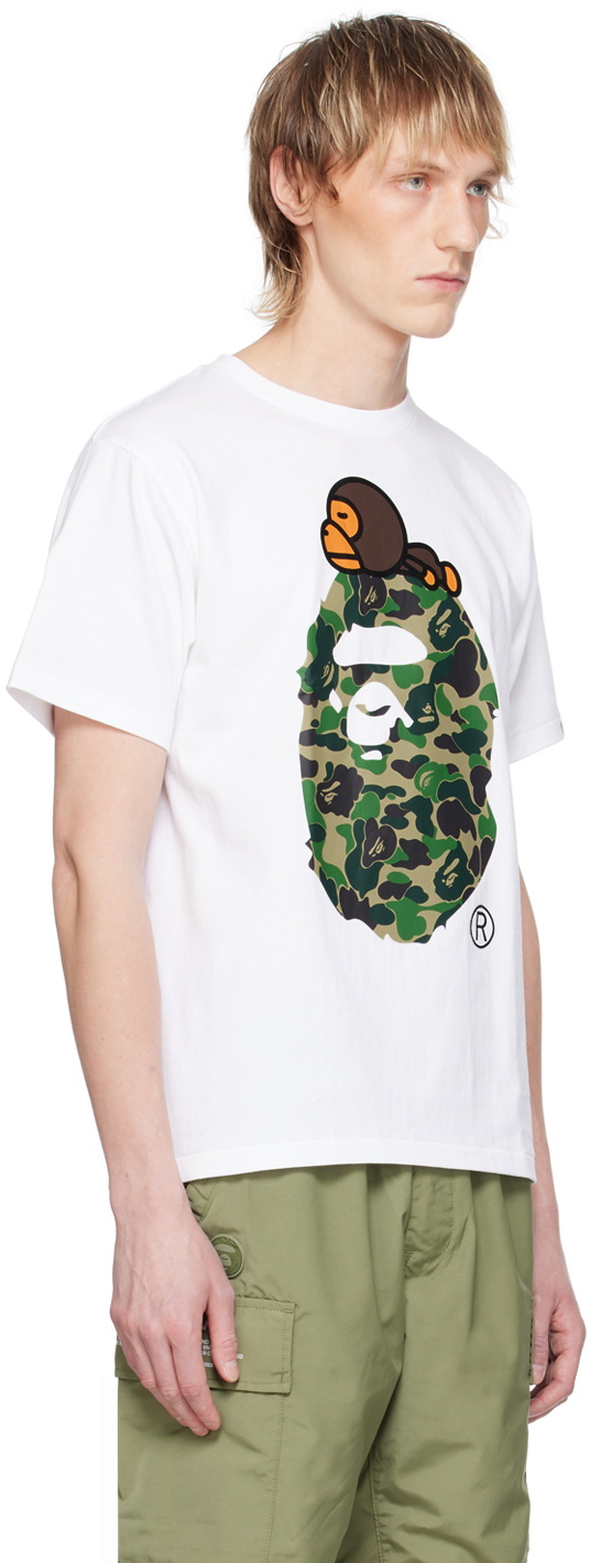 BAPE White ABC Camo Milo On Big Ape T-Shirt A Bathing Ape