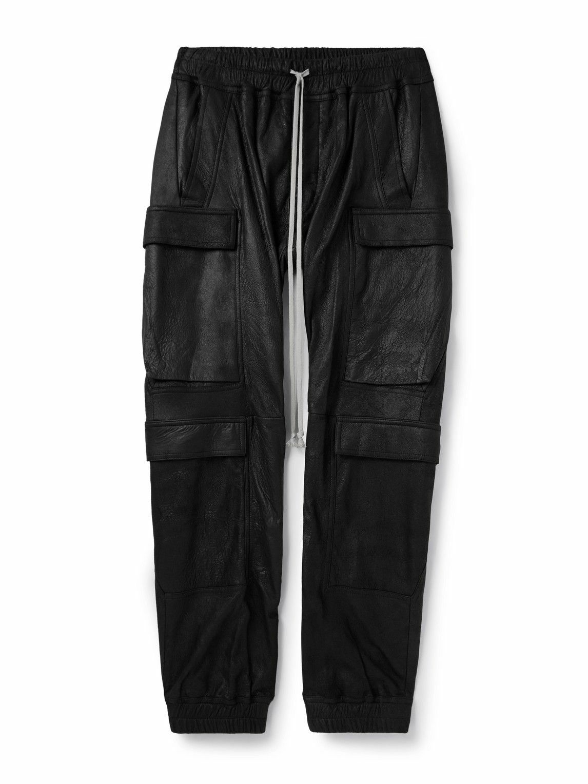 Rick Owens - Mastodon Megacargo Tapered Textured-Leather Drawstring ...