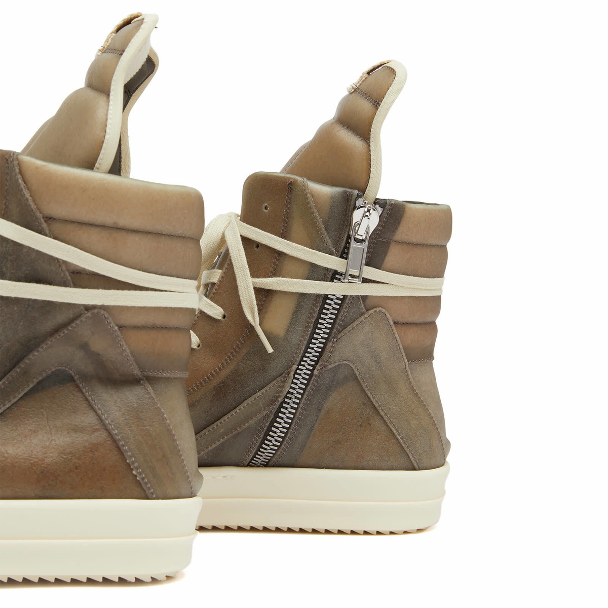 Rick Owens Men's Transparent Leather Geobaskets in Dust/Dust/Milk Rick ...