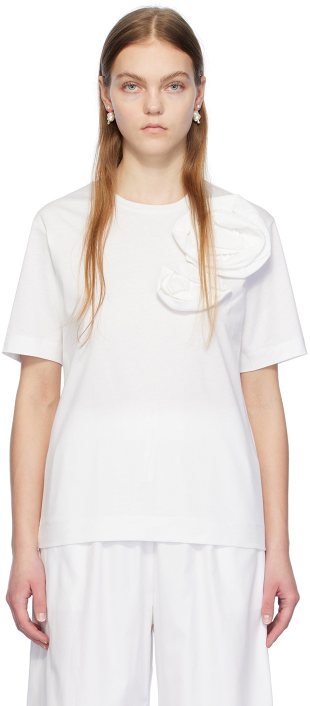 Simone Rocha White Pressed Rose T-Shirt Simone Rocha