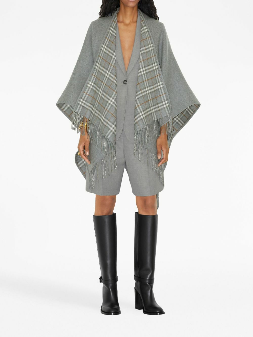 BURBERRY - Check Reversible Wool Cape Burberry