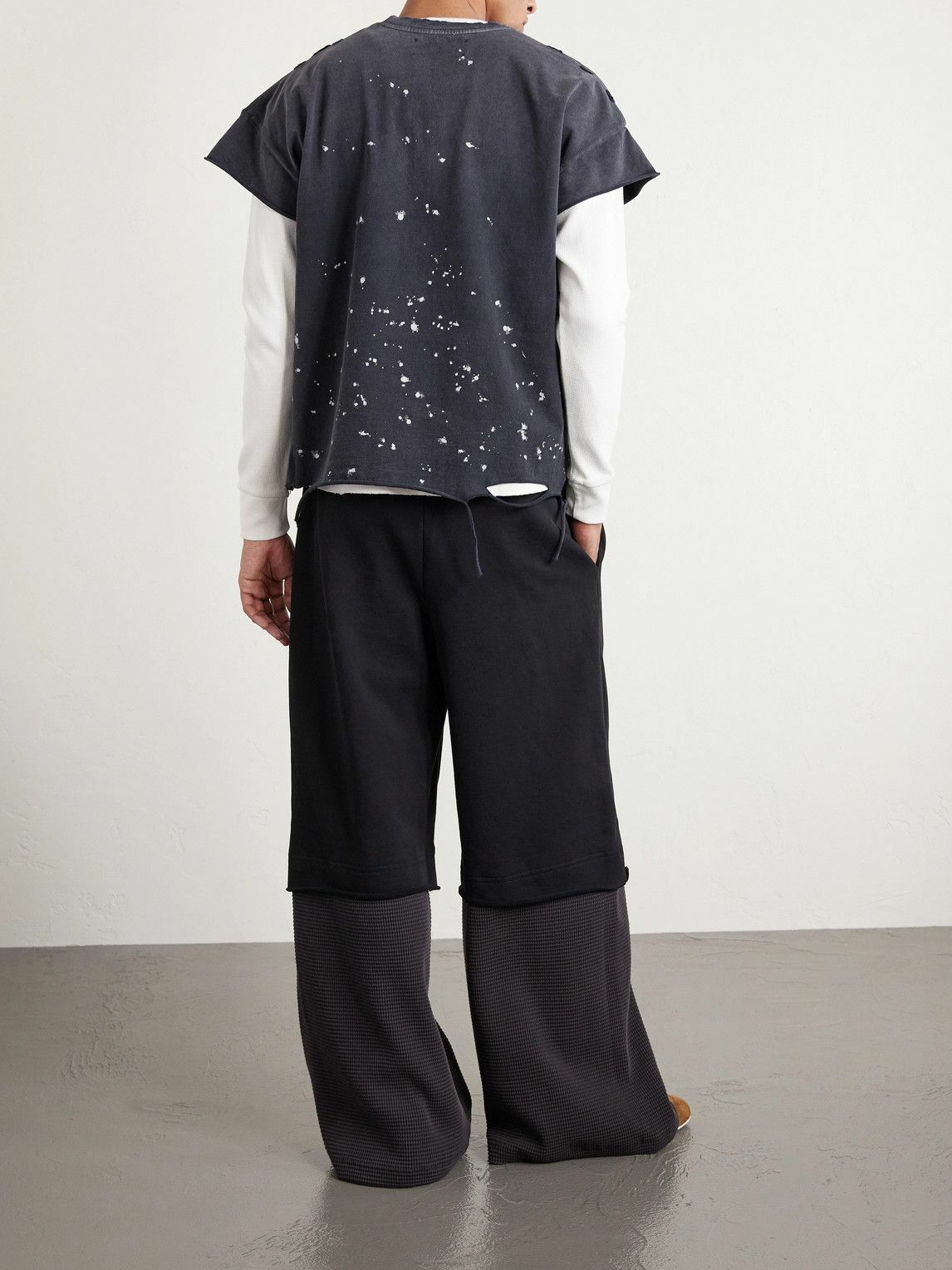 Satoshi Nakamoto - Wide-Leg Logo-Embellished Cotton-Jersey and Waffle ...