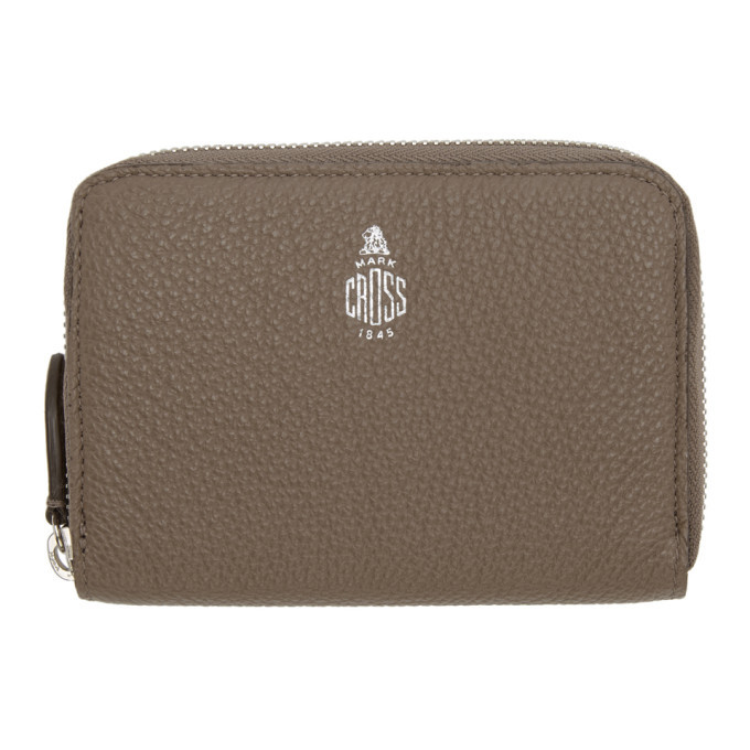 Mark Cross Taupe Small Zip Wallet Mark Cross