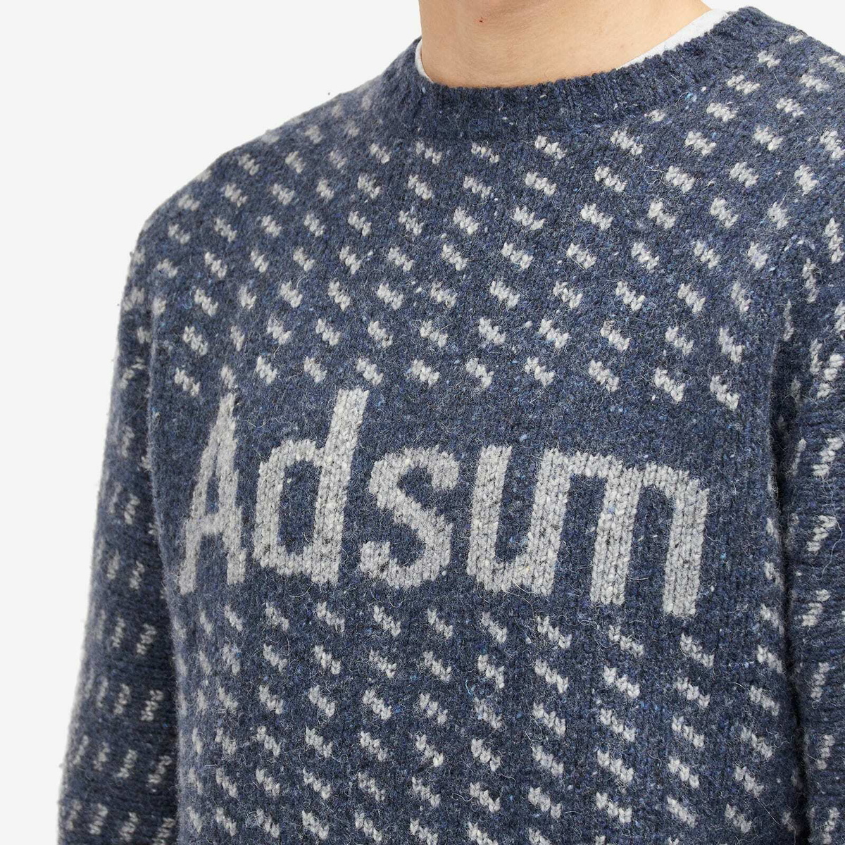 Adsum Men's Logo Knit Crew Jumper in Blue Adsum