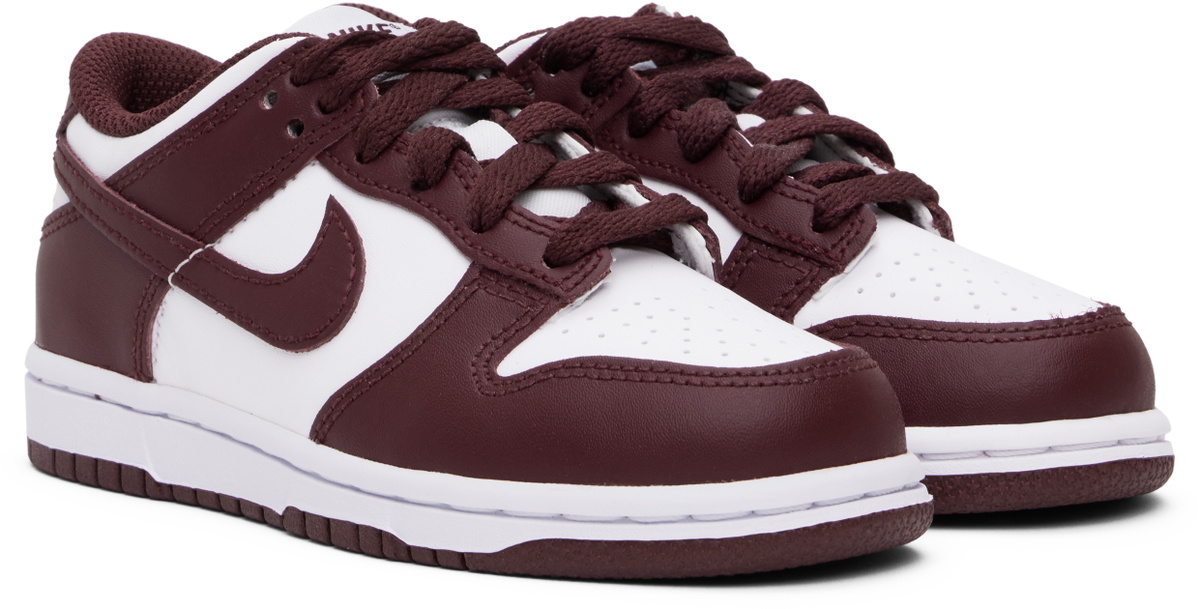 Nike Little Kids White & Burgundy Dunk Low Sneakers Nike