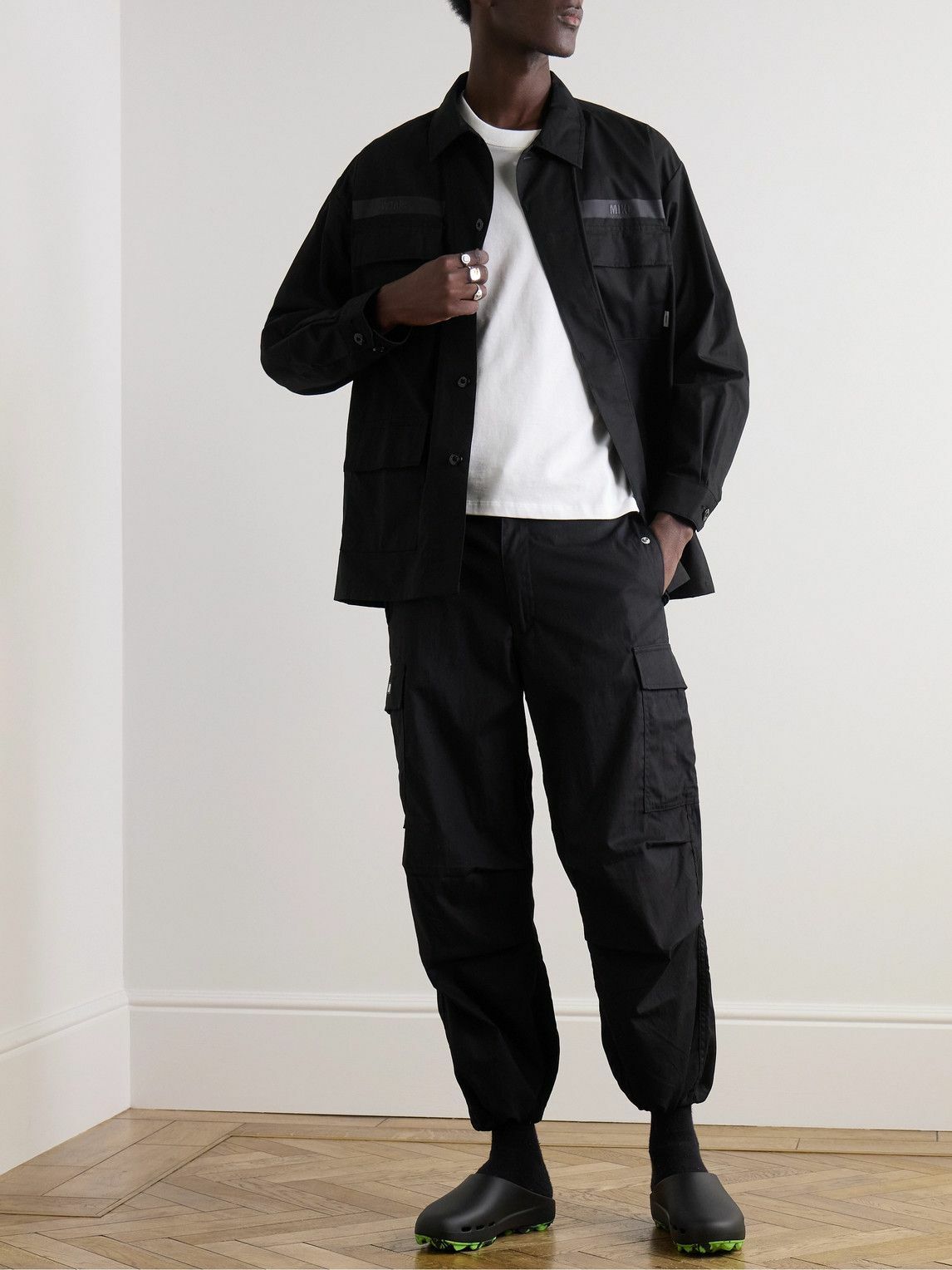 WTAPS - Straight-Leg Cotton and Nylon-Blend Drawstring Cargo Trousers - Black WTAPS