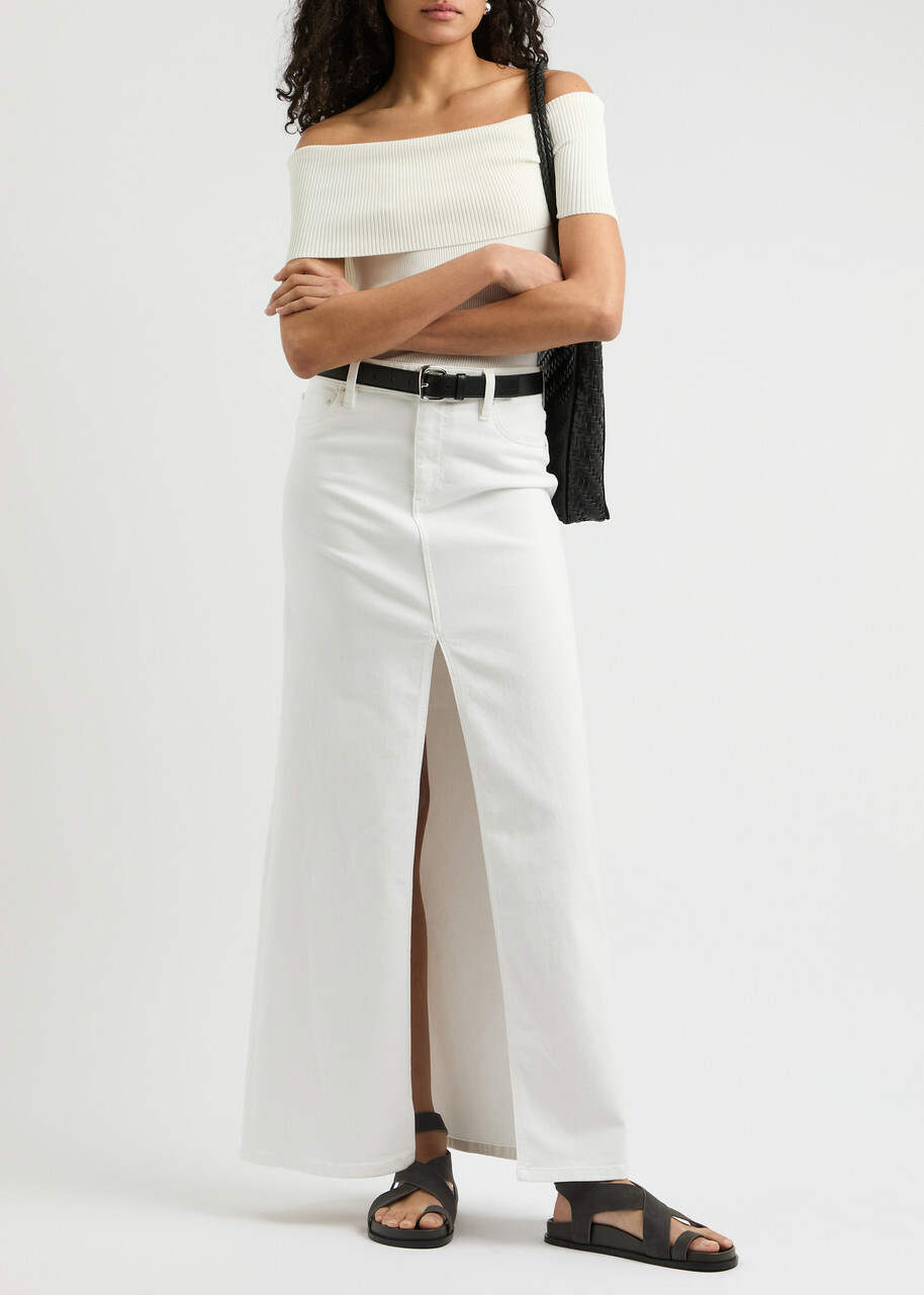 Alice + Olivia Rye Stretch-denim Maxi Skirt Off White Alice + Olivia