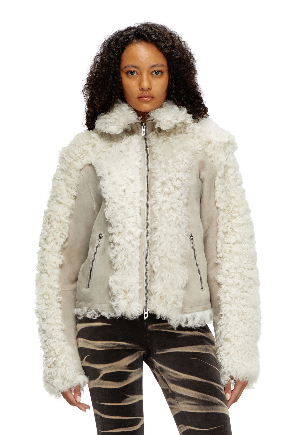 Diesel Shearling jacket - Leather jackets Womens in White Diesel