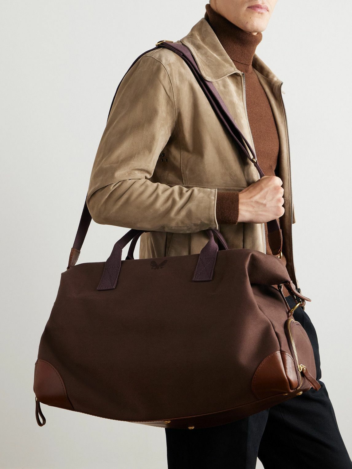 Bennett Winch - Weekender Leather-Trimmed Cotton-Canvas Holdall Bennett ...