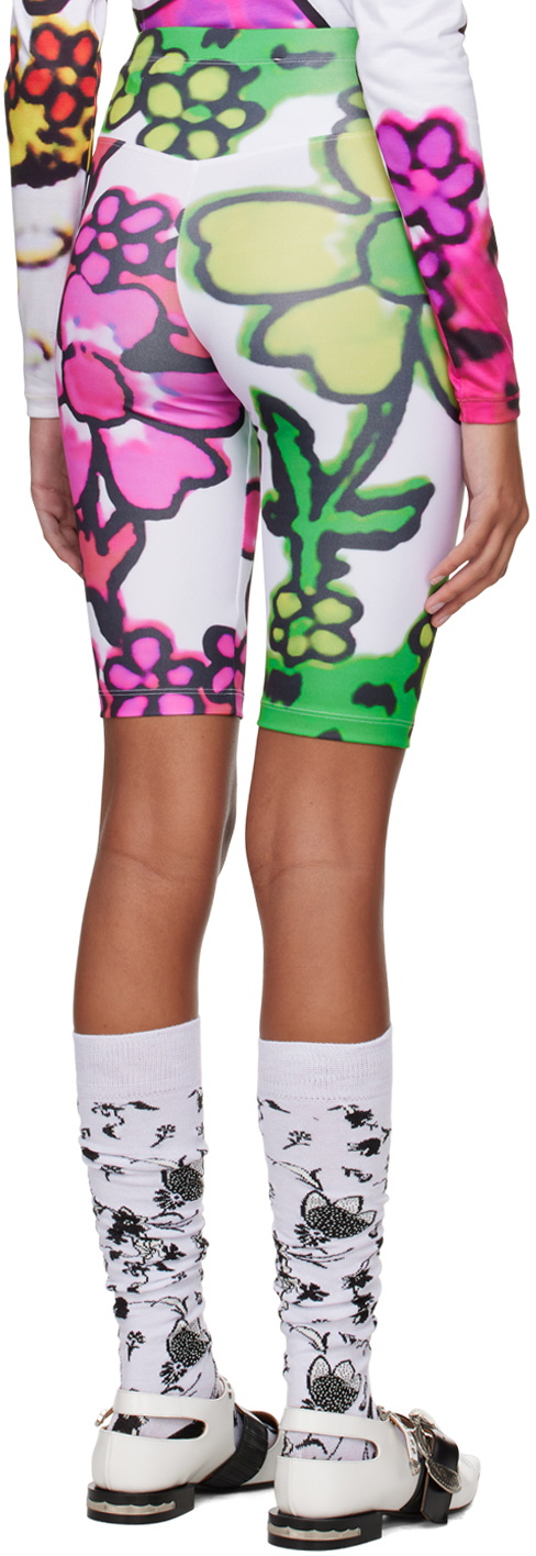 Chopova Lowena White Neon Flower Shorts Chopova Lowena