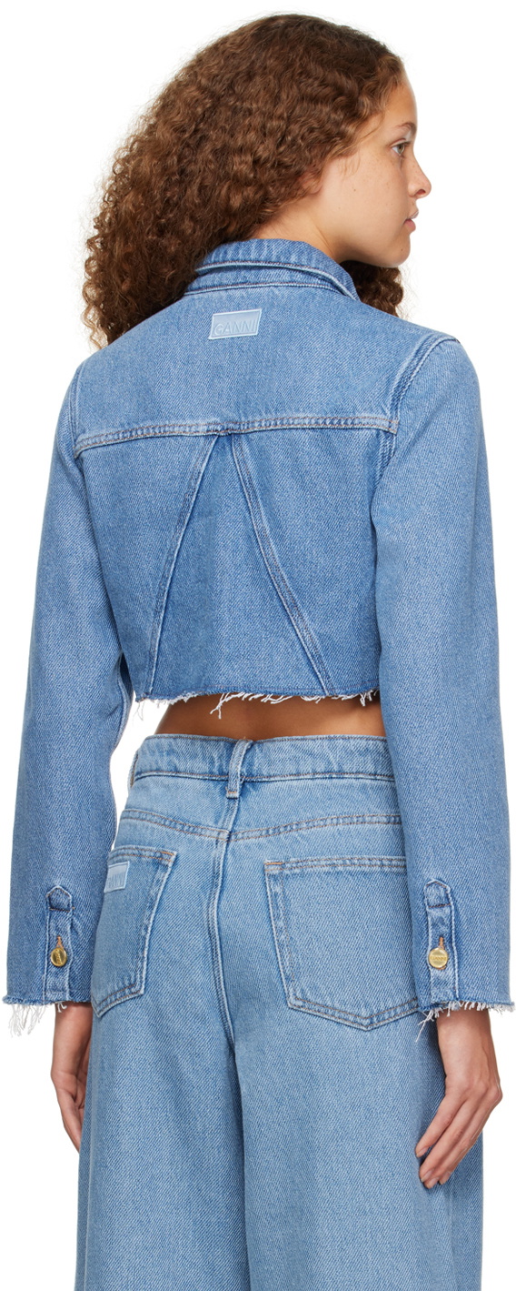 GANNI Blue Cropped Denim Jacket GANNI