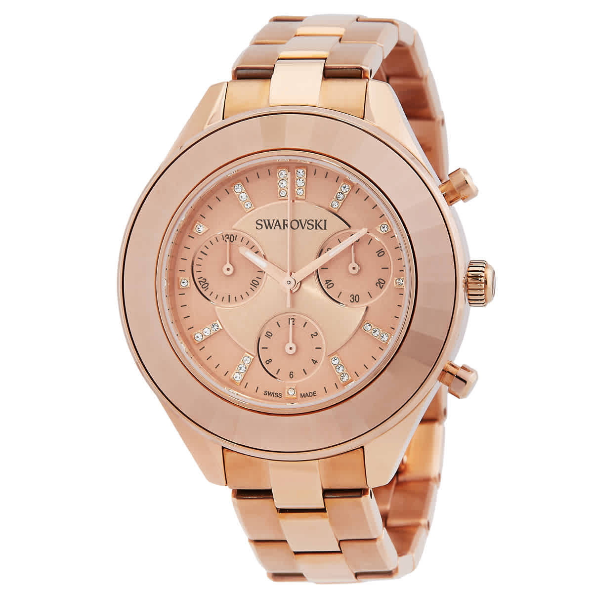 Swarovski Octea Lux Sport Chronograph Quartz Rose Gold Dial Watch ...