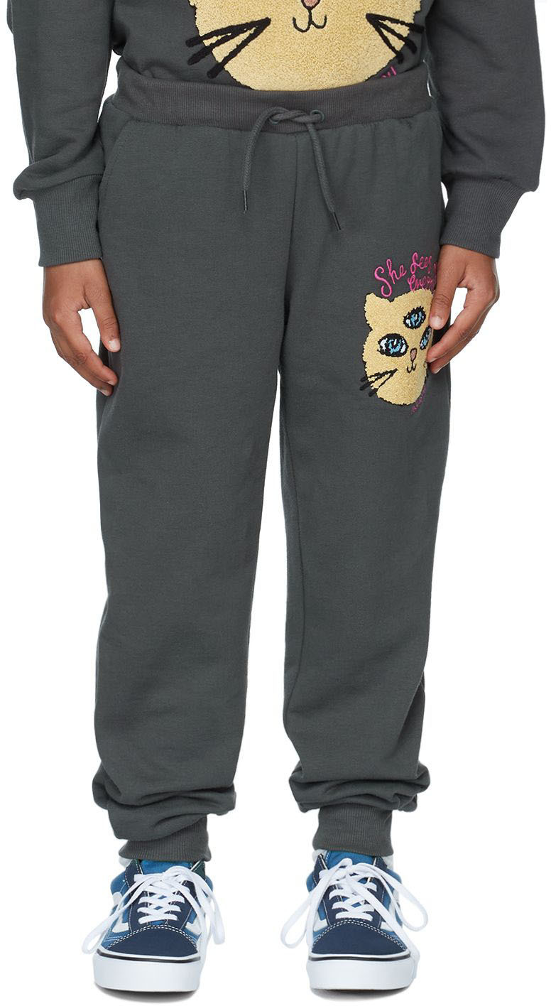 Mini Rodini Kids Gray She Sees Everything Lounge Pants Mini Rodini