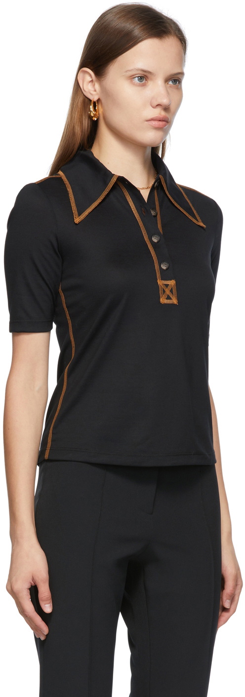 Maiden Name SSENSE Exclusive Black Jess Polo T-Shirt Maiden Name