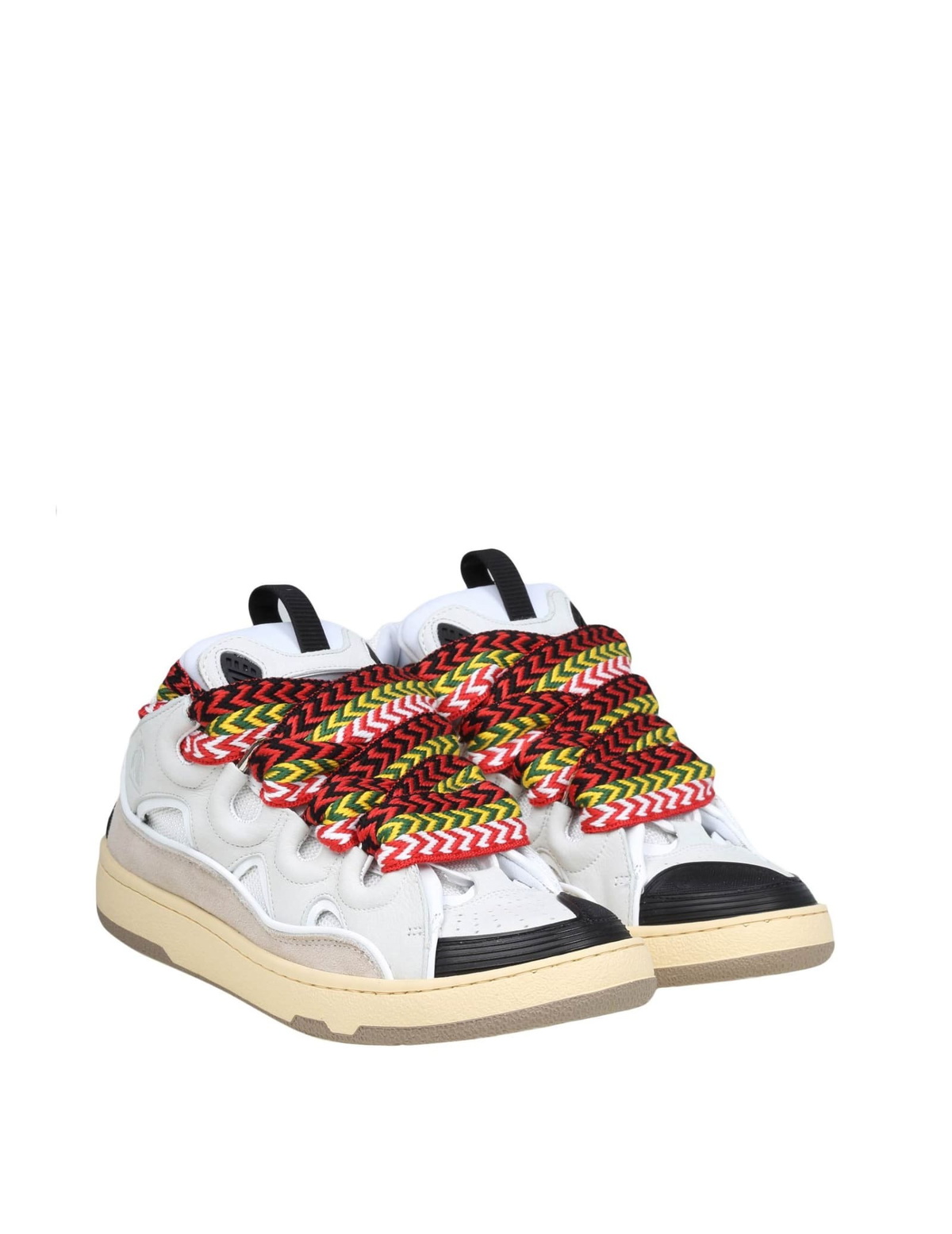 Lanvin Curb Sneakers In Leather And Suede With Multicolor Laces Lanvin