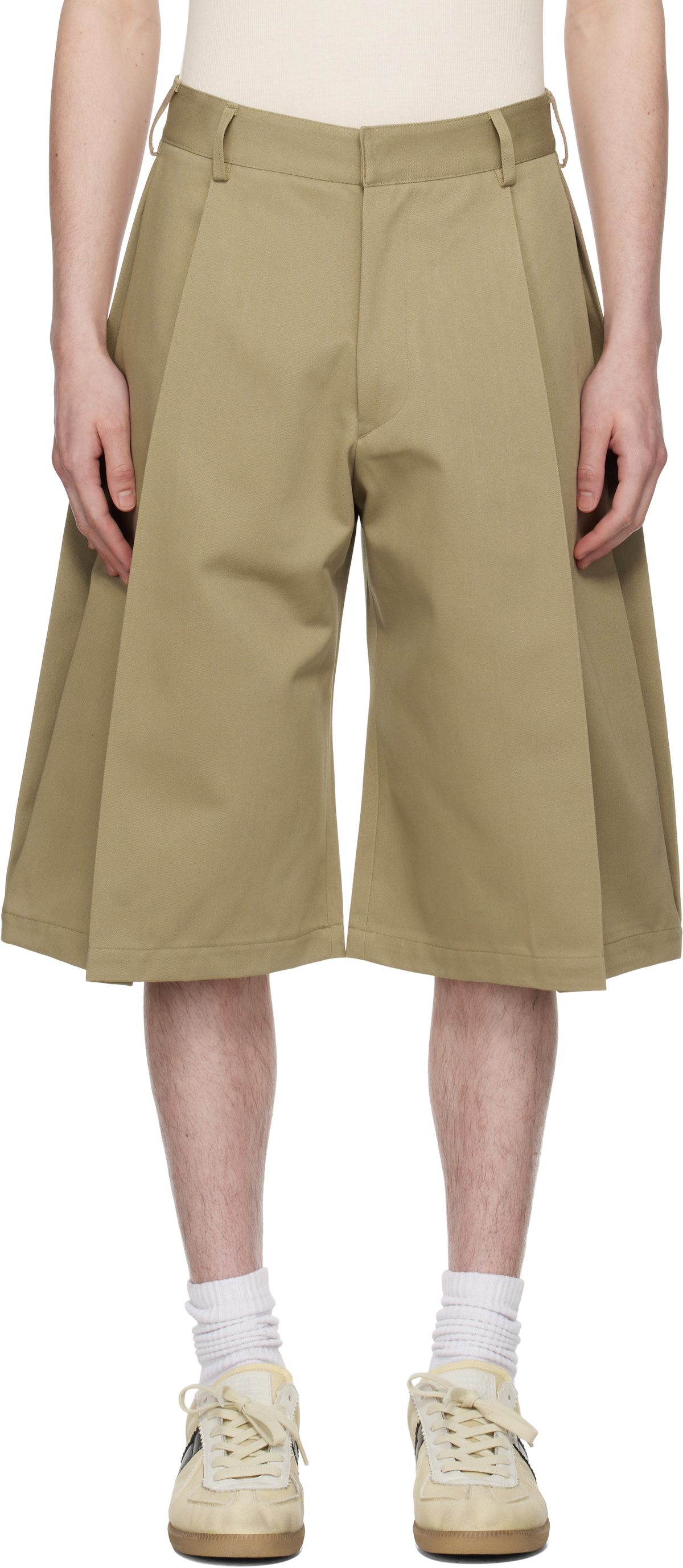Seventh Beige Bermuda Pleat Shorts Seventh