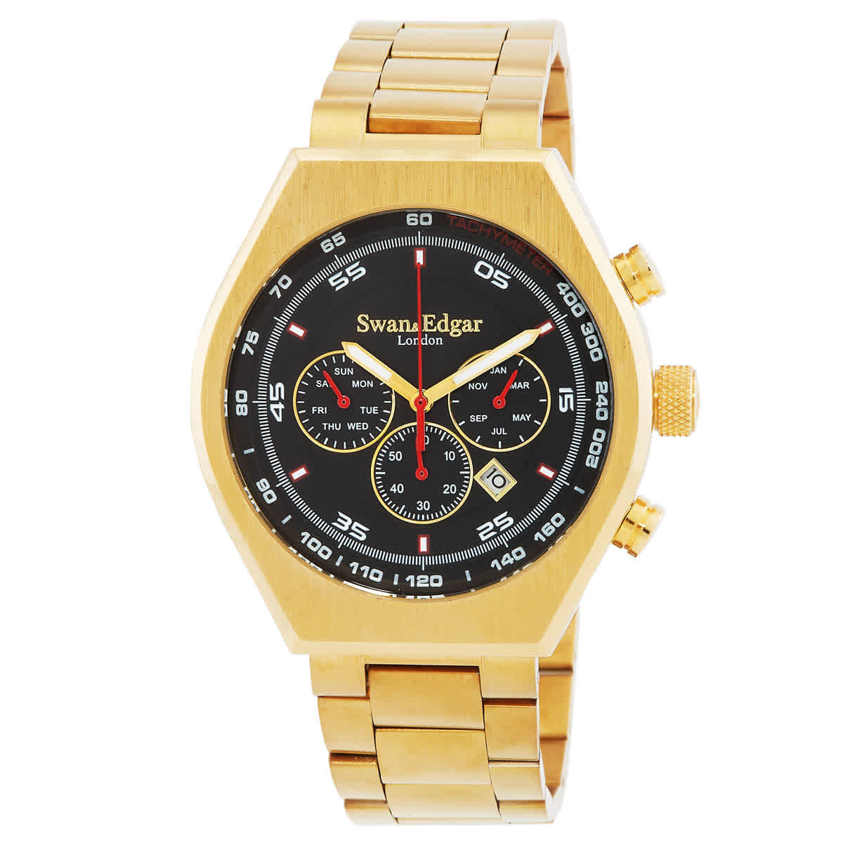 Swan & Edgar Contemporary Classic Automatic Black Dial Mens Watch ...