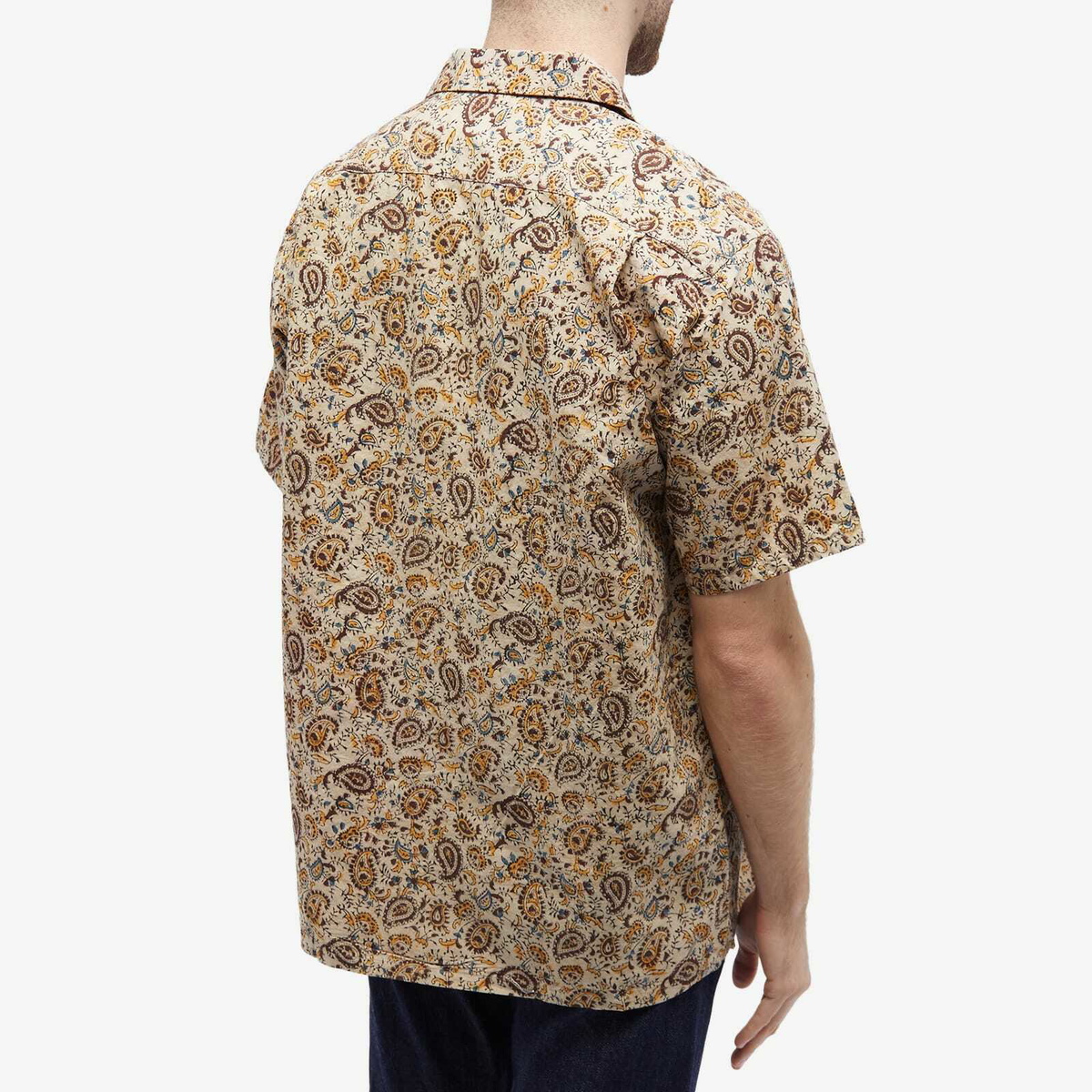 Beams Plus Men's Block Print Vacation Shirt in Beige Beams Plus
