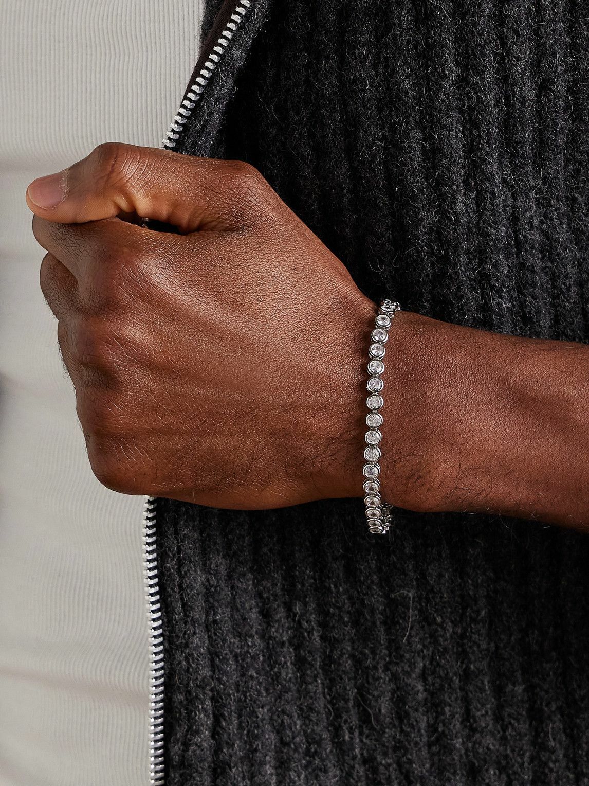 Hatton Labs - Sterling Silver Laboratory-Grown Crystal Tennis Bracelet ...