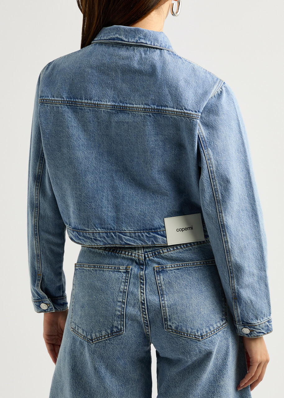 Coperni Cropped Denim Jacket Light Blue Coperni