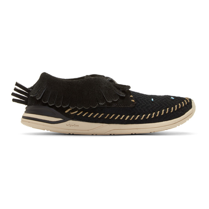 Visvim Black Maliseet Mesh Shaman-Folk Moccasin Sneakers Visvim