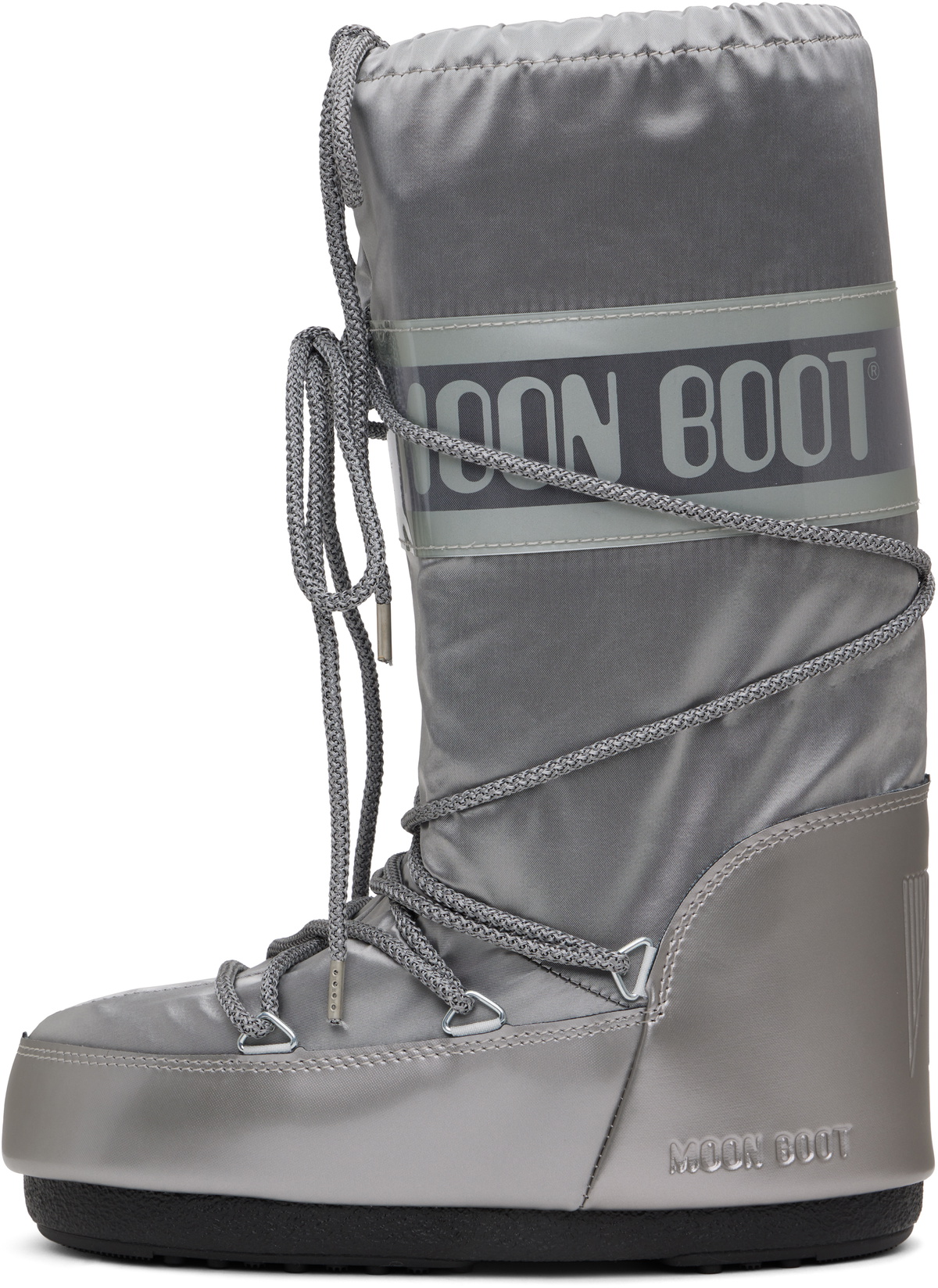 Moon Boot Silver Icon Glance Satin Tall Boots Moon Boot