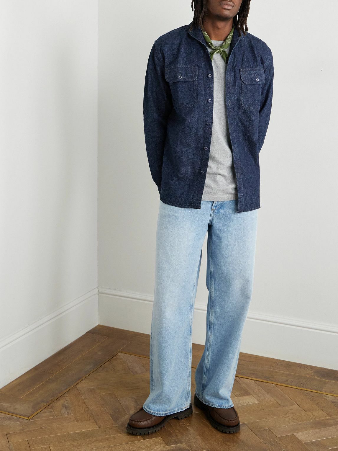 RRL - Denim-Jacquard Shirt - Blue RRL RRL - Denim-Jacquard Shirt - Blue RRL