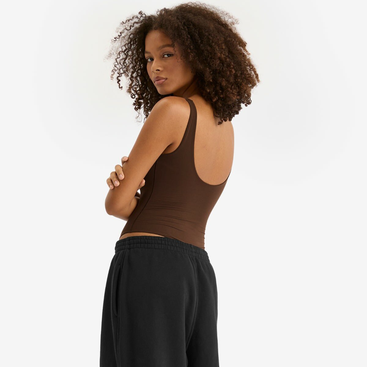 SKIMS Women's Fits Everybody Square Neck Bodysuit in Cocoa SKIMS