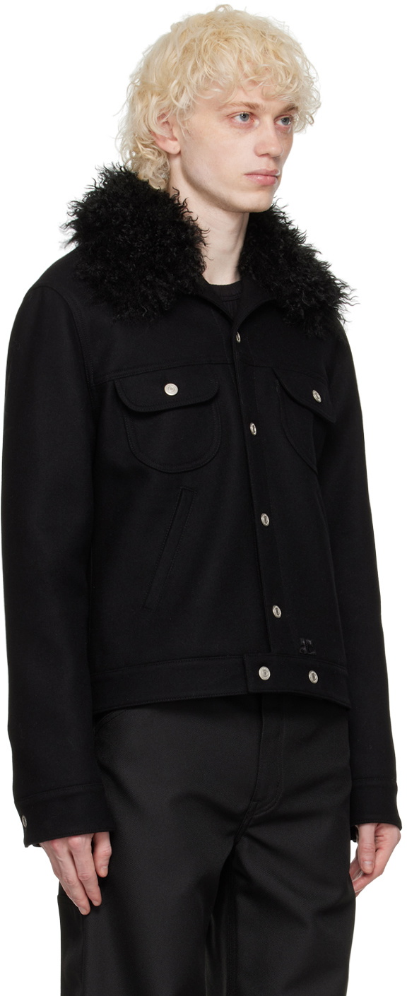 Courrèges Black Faux-Fur Collar Jacket Courreges