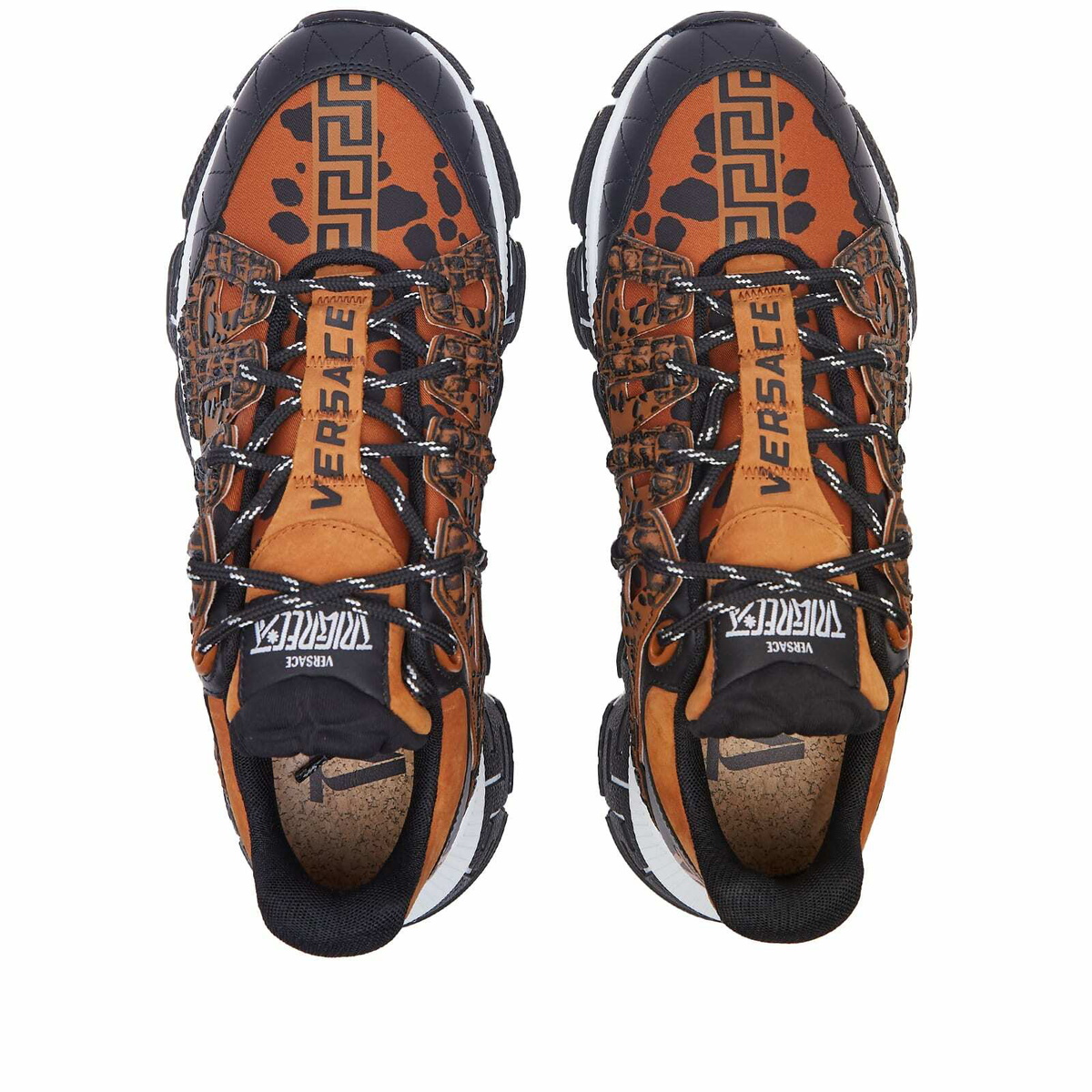 Versace Men's Trigreca Sneakers in Black/Caramel Versace
