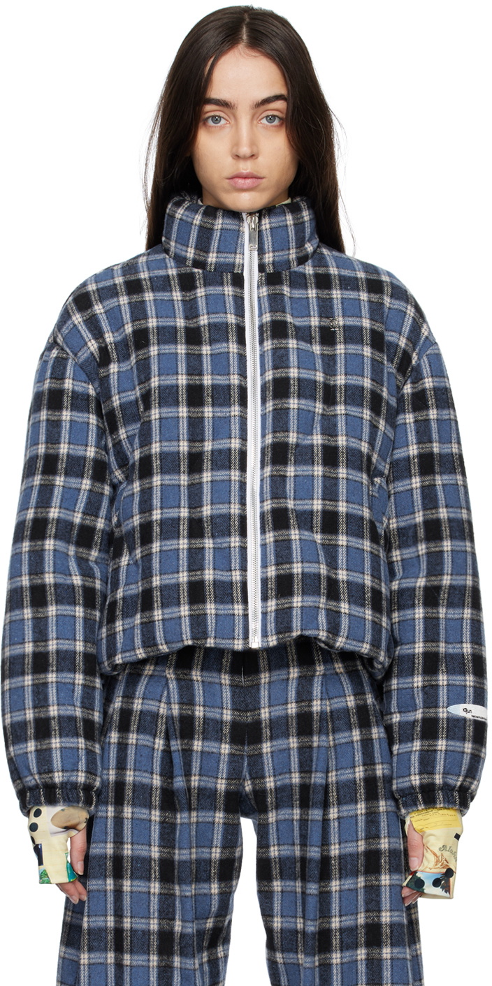 Kijun Blue Check Flow Down Jacket Kijun