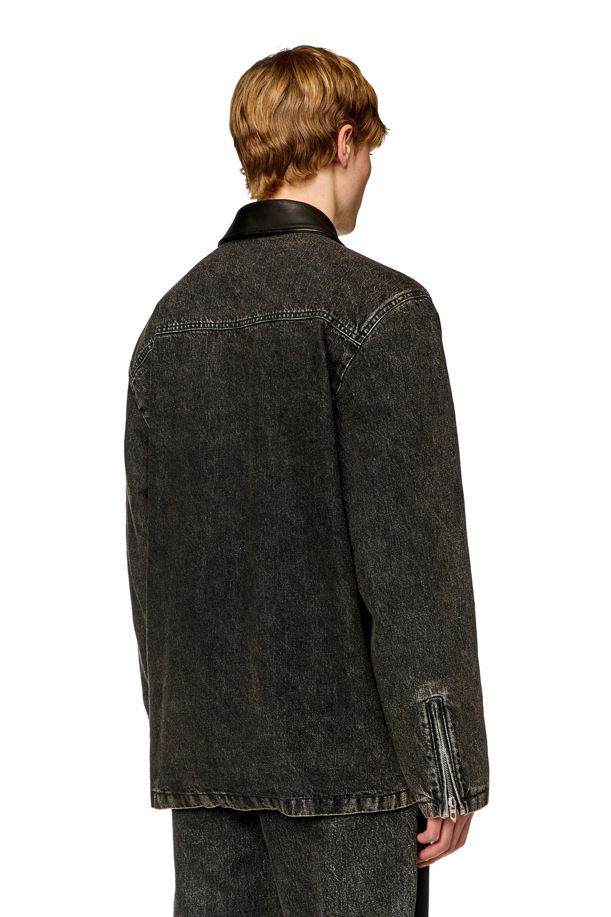 Diesel Hybrid denim and leather jacket - Leather jackets Mens in Black ...