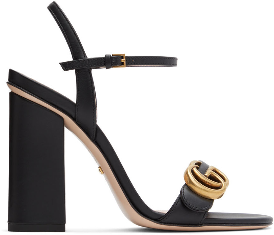 Gucci Black Leather Heeled Sandals Gucci