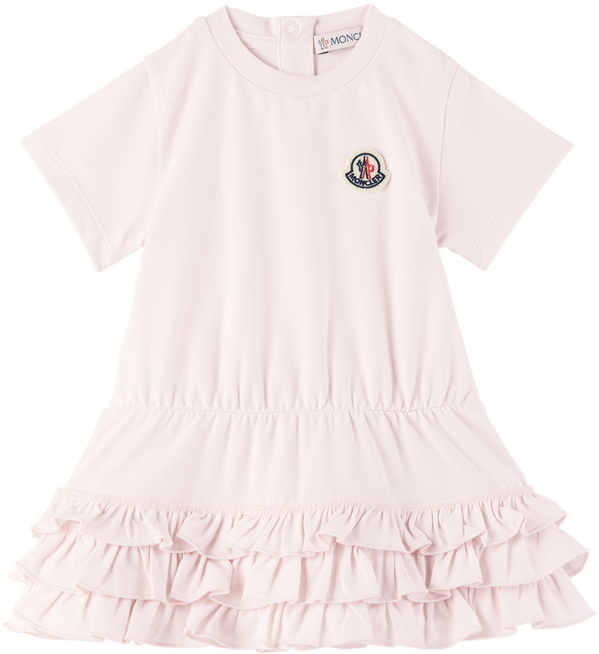 Moncler Enfant Baby Pink Ruffled Dress Moncler Enfant