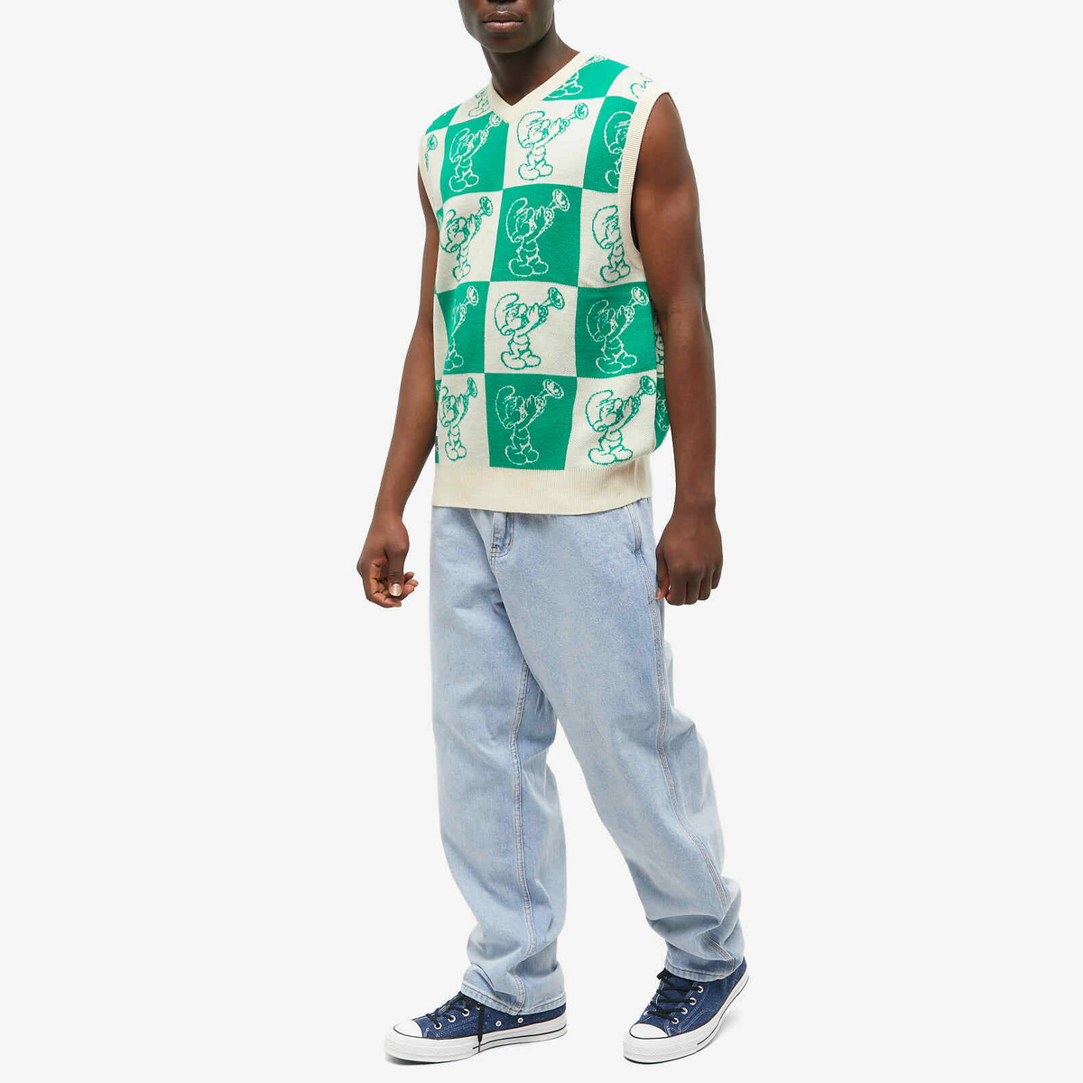 Butter Goods x The Smurfs Harmony Knit Vest in Grass/Cream Butter Goods