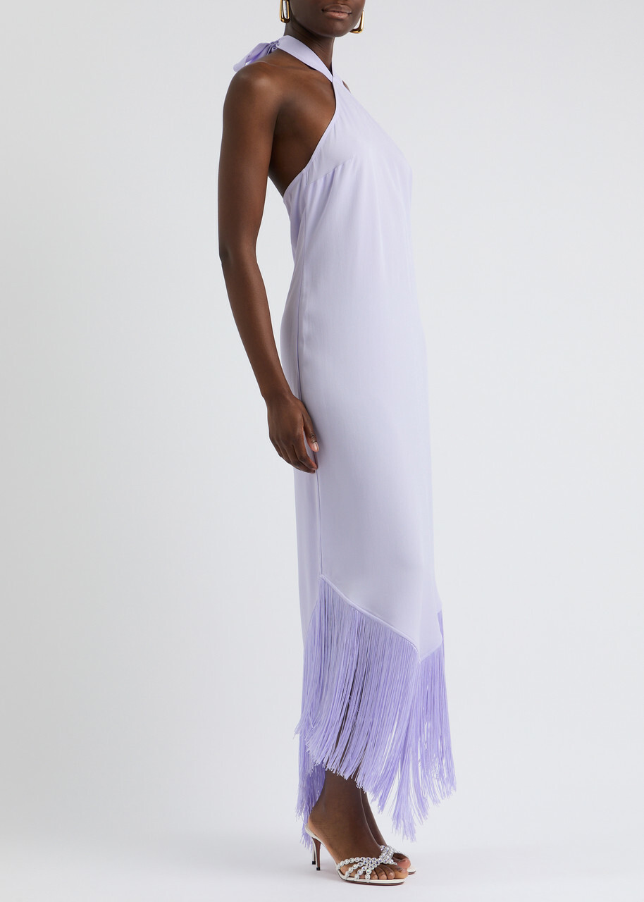 Taller Marmo Nina Halterneck Fringed Maxi Dress Lilac Taller Marmo