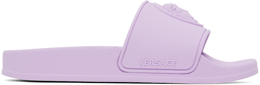 Versace Kids Purple 'La Medusa' Slides Versace