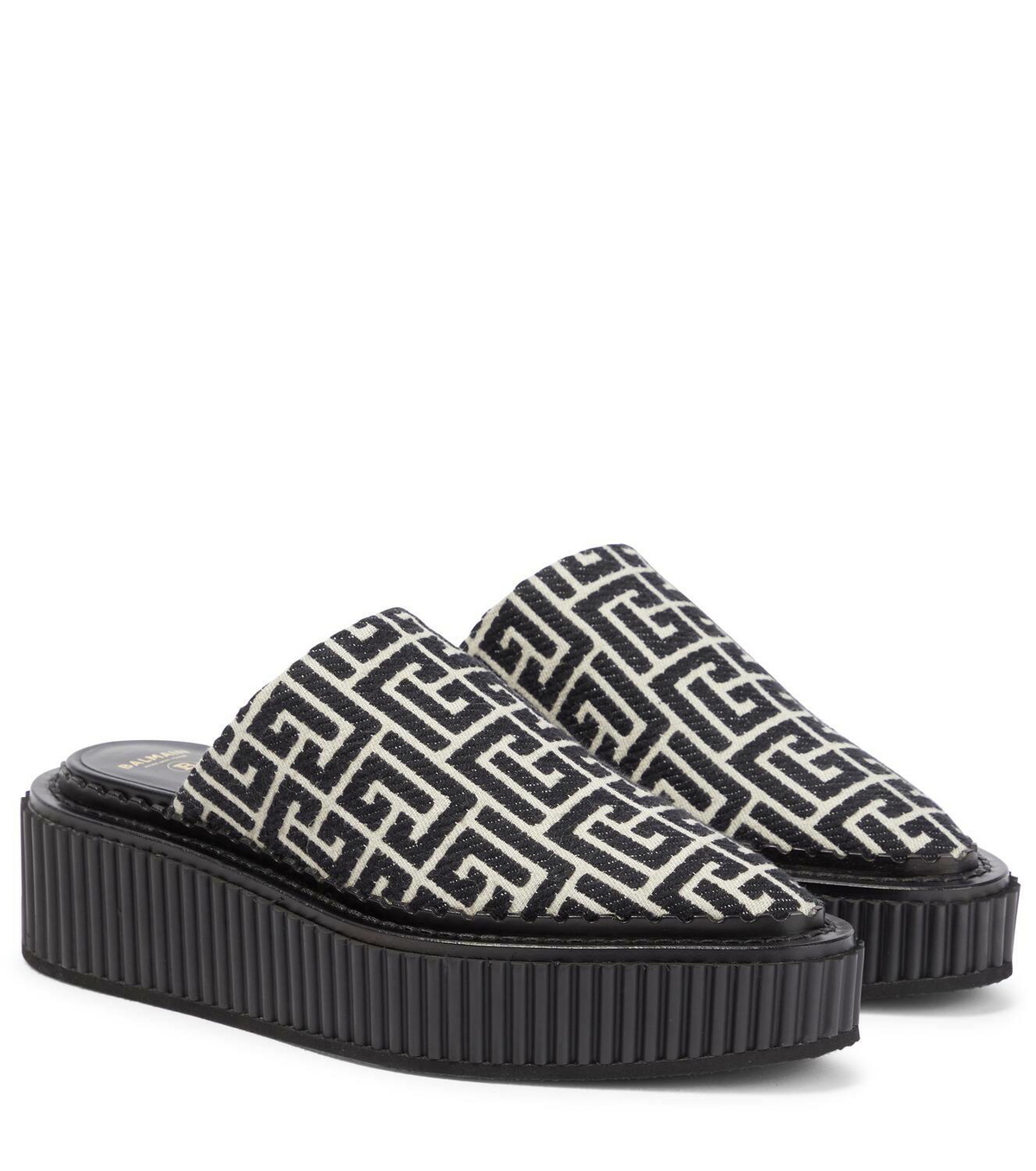 Balmain Monogram canvas platform slippers Balmain