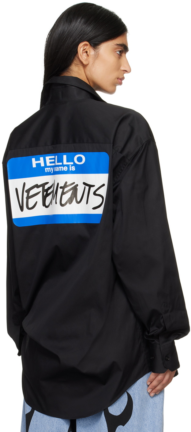 VETEMENTS Black 'My Name Is' Shirt Vetements