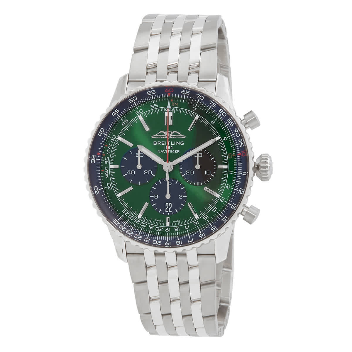 Breitling Navitimer Chronograph Automatic Chronometer Green Dial Mens ...
