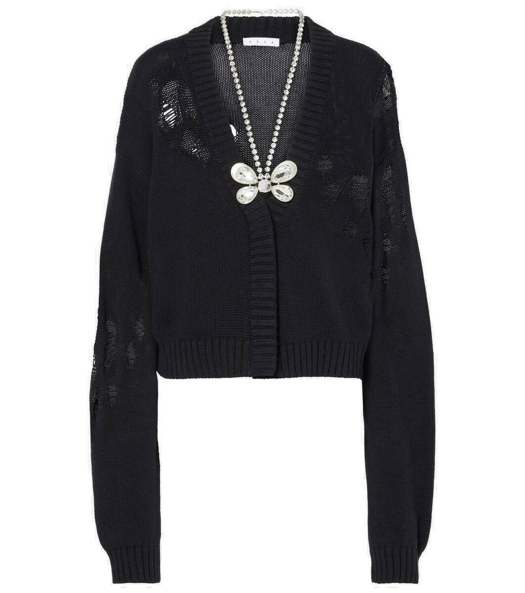 Area Embellished cotton and cashmere cardigan AREA