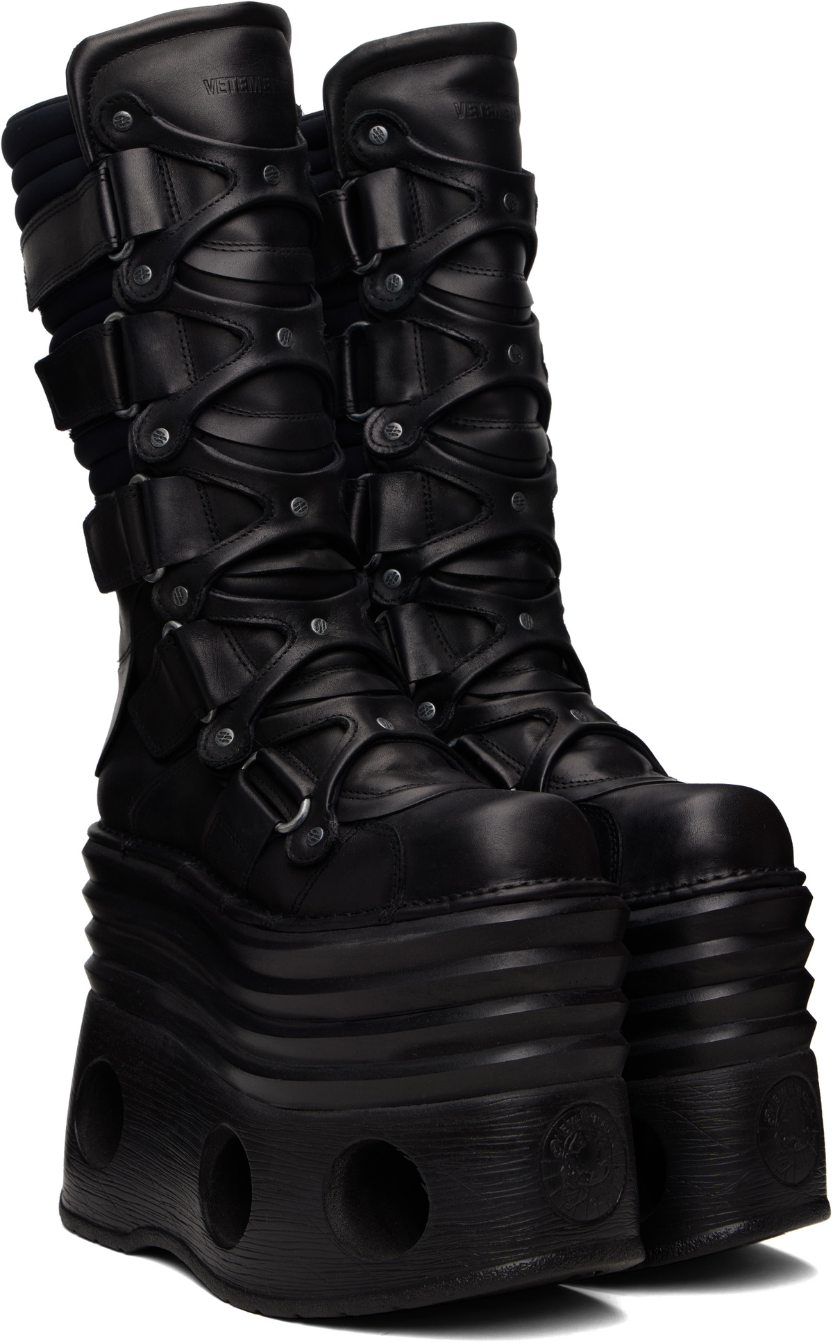 VETEMENTS Black New Rock Edition Platform Tower Boots Vetements