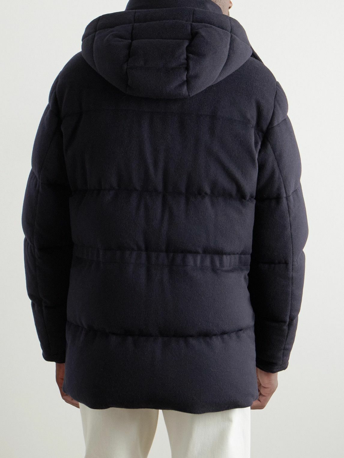 Ralph Lauren Purple label - Quilted Brushed Wool-Blend Hooded Down ...