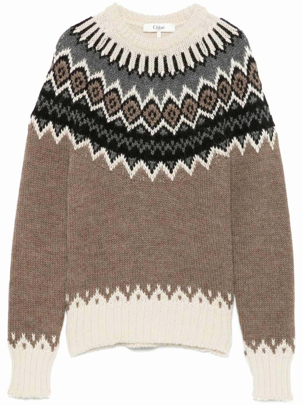 Chloé Brown Fair-Isle Knit Sweater Chloe