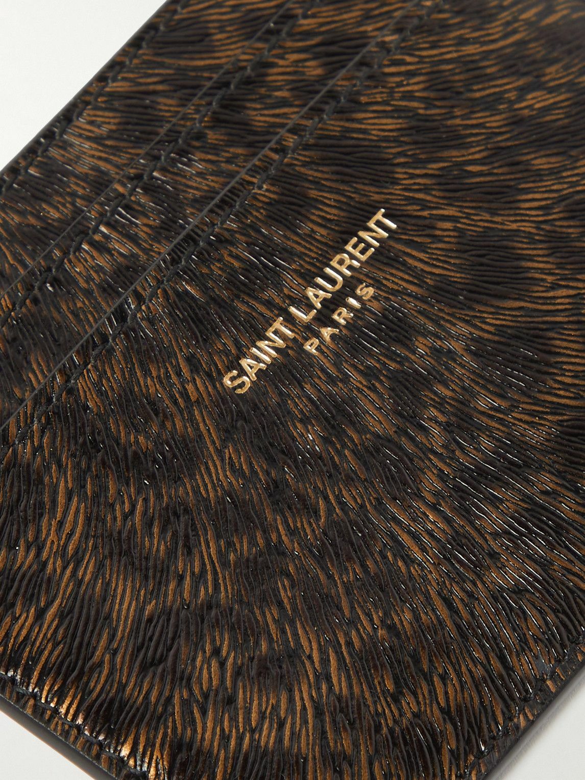 SAINT LAURENT - Leopard-Print Glossed Textured-Leather Cardholder Saint ...