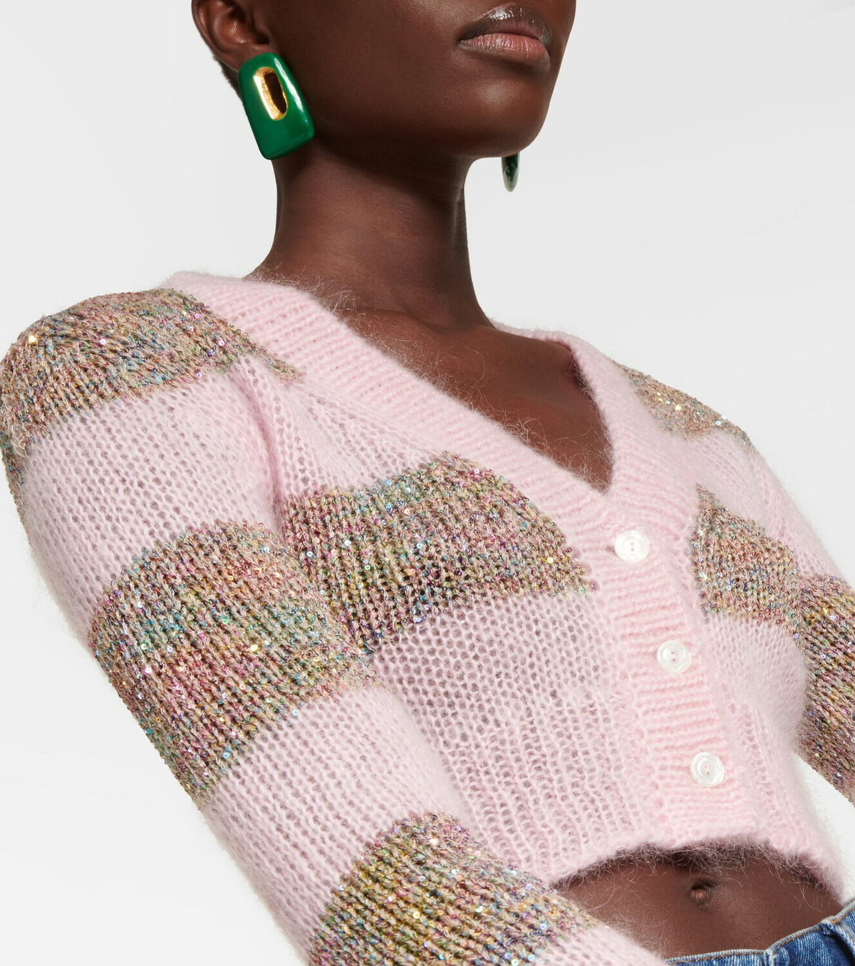 Marni - Embellished striped cropped cardigan Marni