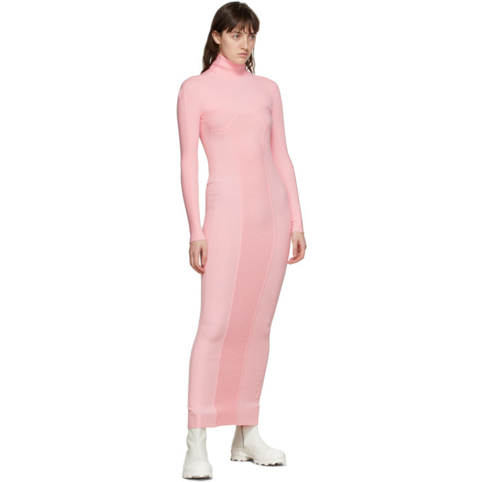 Sunnei Pink Rib Knit High Neck Dress Sunnei