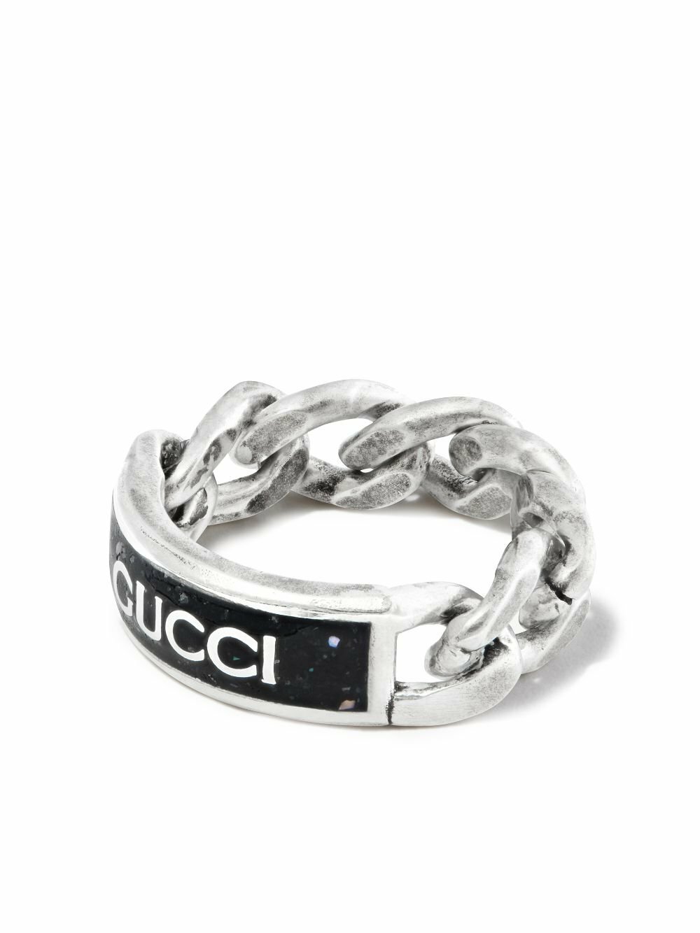Gucci Sterling Silver Chain Logo Ring Gucci