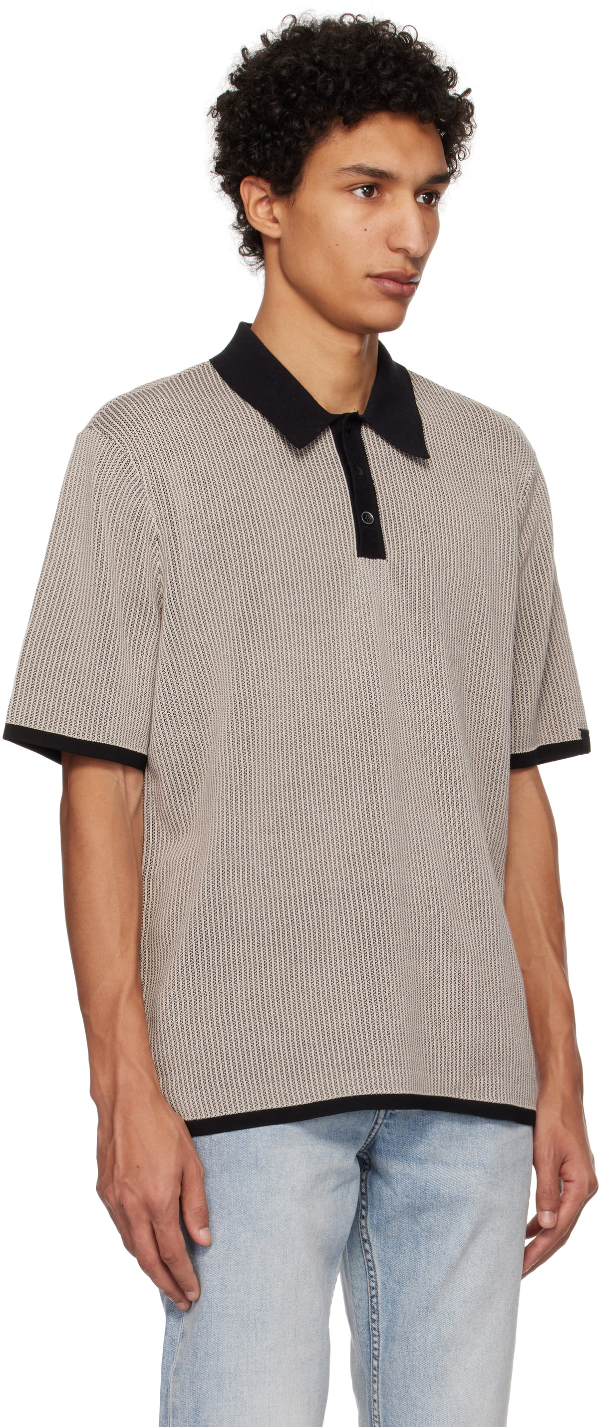 rag & bone Taupe Harvey Knit Polo Rag and Bone